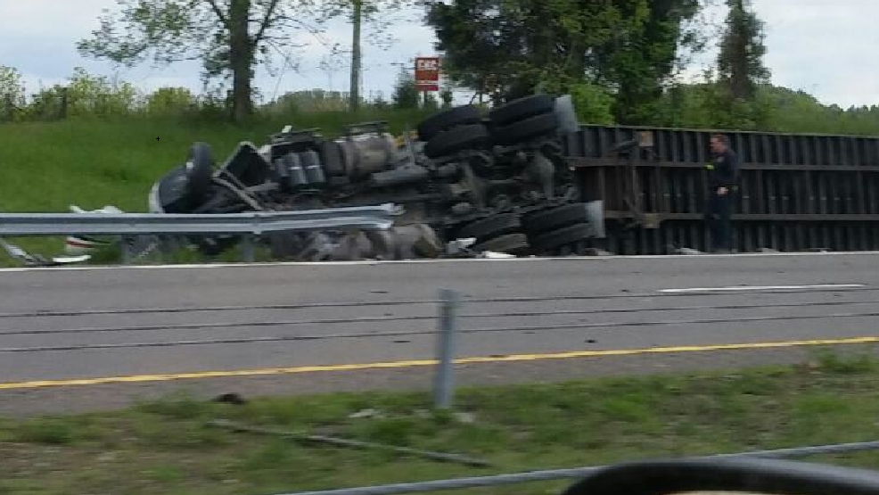 Flipped tractor-trailer on I-26 EB | WCYB